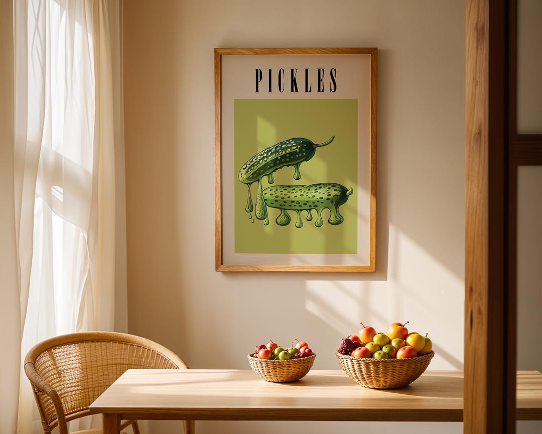 Dripping Pickles Illustration Print, Digital Downloadable Wall Art ...