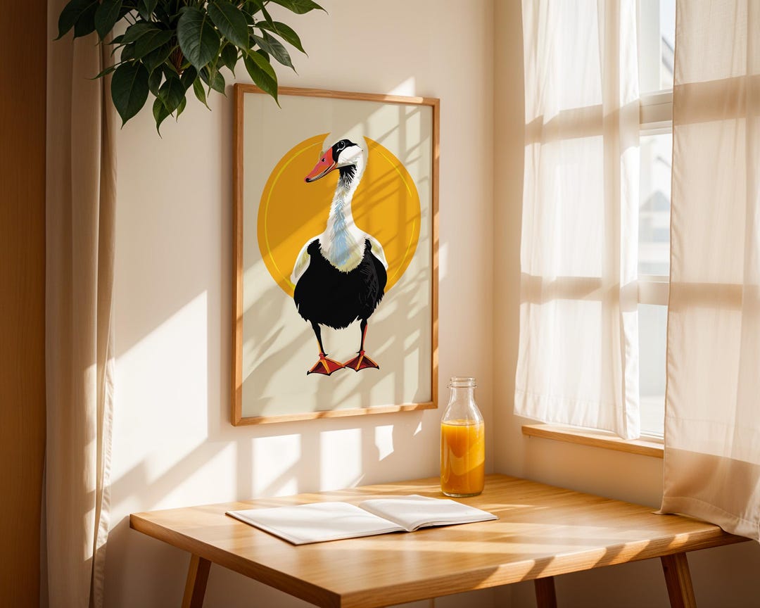 Abstract Yellow Duck Illustration Print, Trendy Wall Art (digital ...
