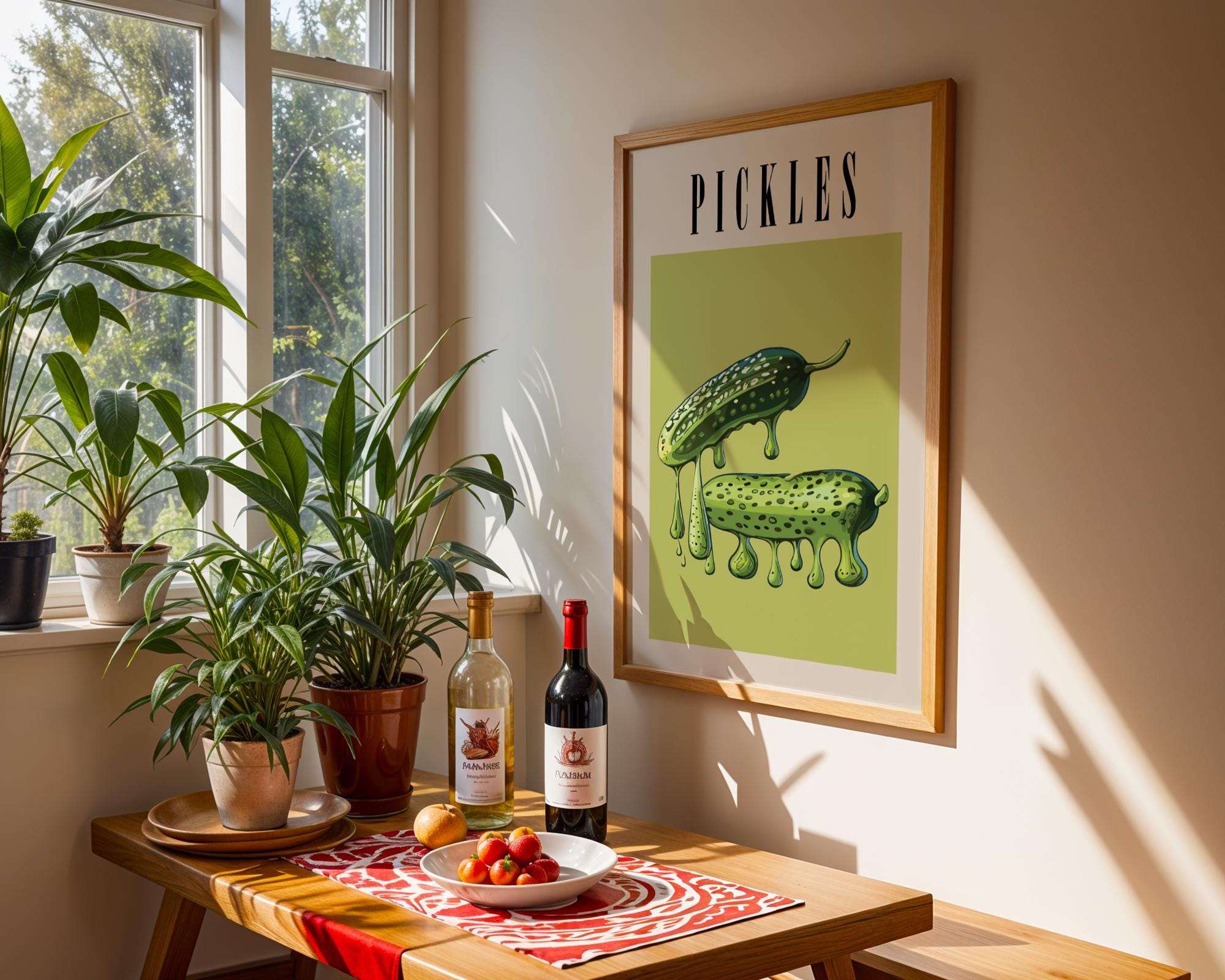 Dripping Pickles Illustration Print, Digital Downloadable Wall Art ...