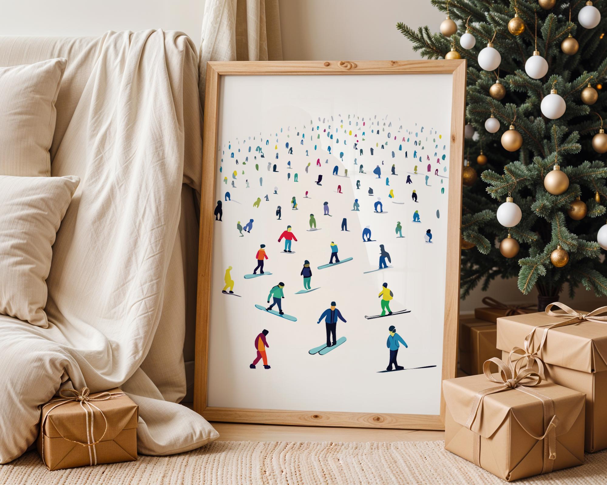Abstract Skiing Illustration Print | Digital Downloadable Wall Art ...