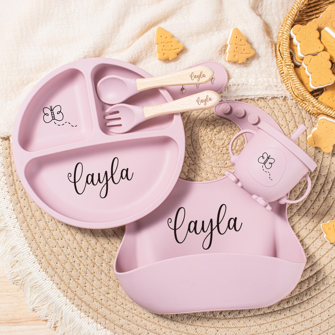 Personalized Silicone Baby Feeding Set: Engraved Toddler Tableware - Etsy