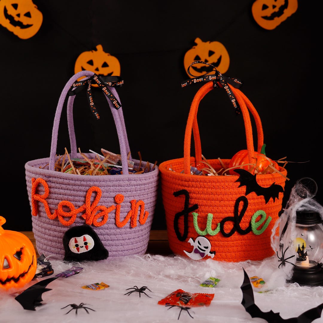 Personalized Candy Bag With Name,trick or Treat Bag, Halloween Basket ...