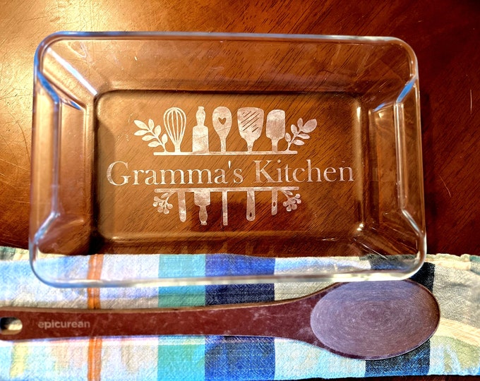 Custom Name Glass Etched Baking Dish, Permanent Etched Glass Bakeware ...
