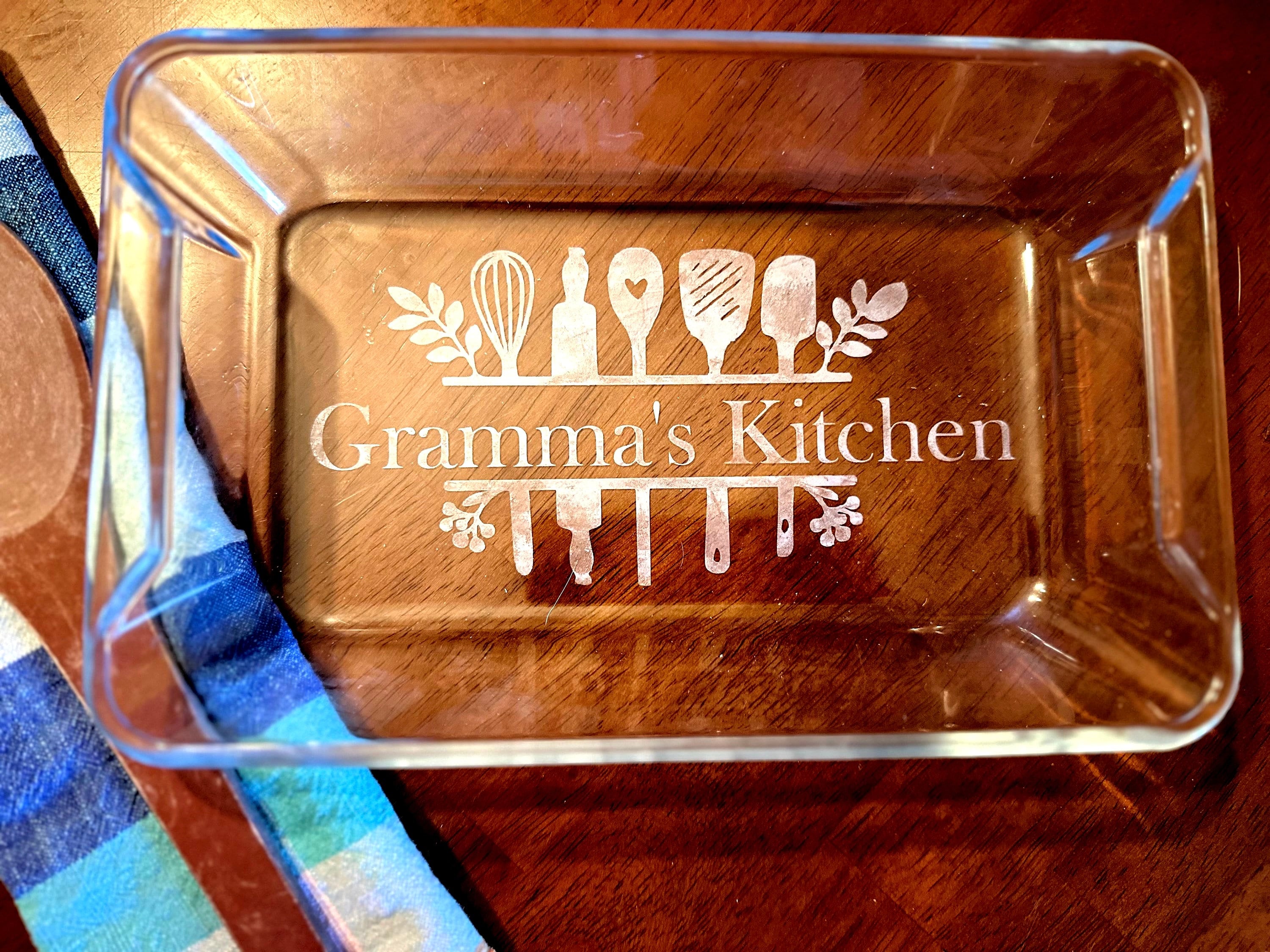 Custom Name Glass Etched Baking Dish, Permanent Etched Glass Bakeware ...