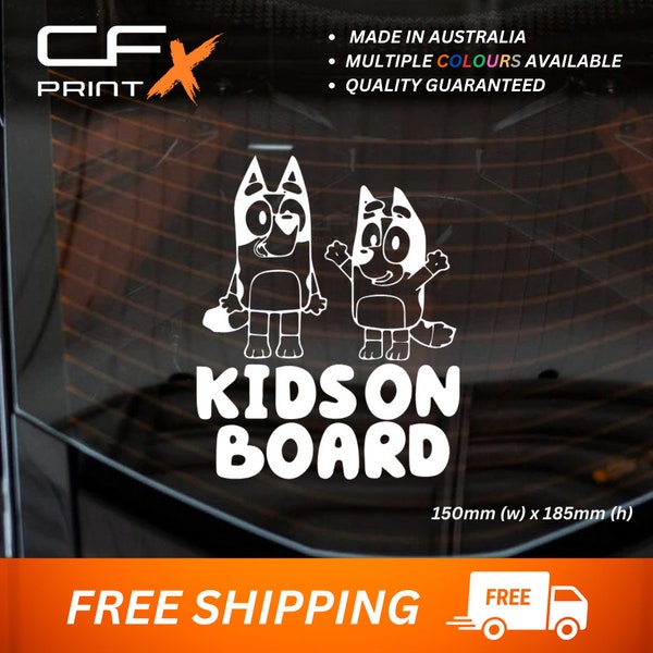Bluey Car Sticker Kids on Board - Etsy