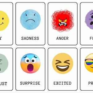 Emotions Flash Cards - Emotions Charades, Learn, Practice, Review - Etsy