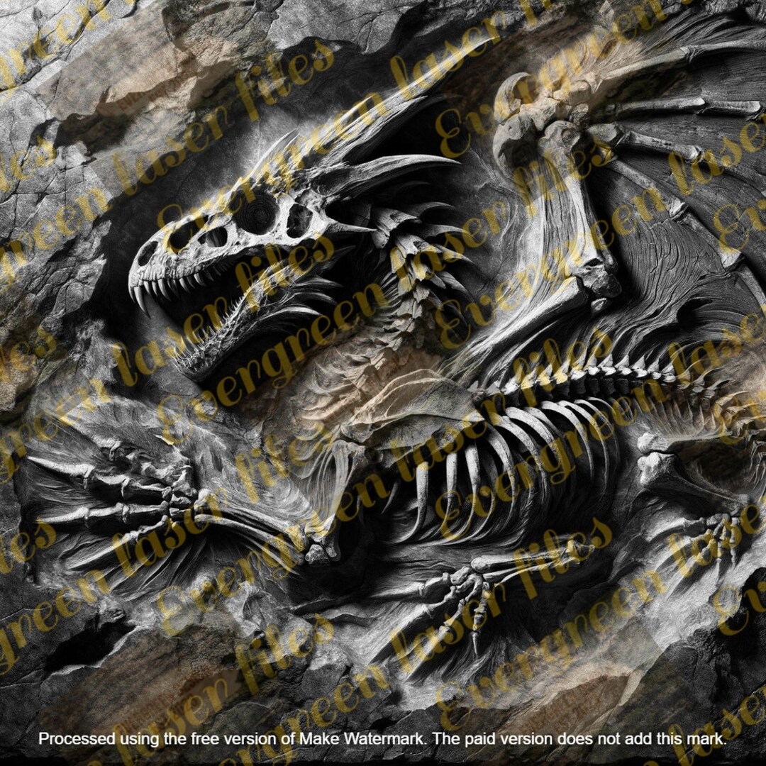 3D Illusion Laser File! Fossilized Dragon on Slate - Etsy