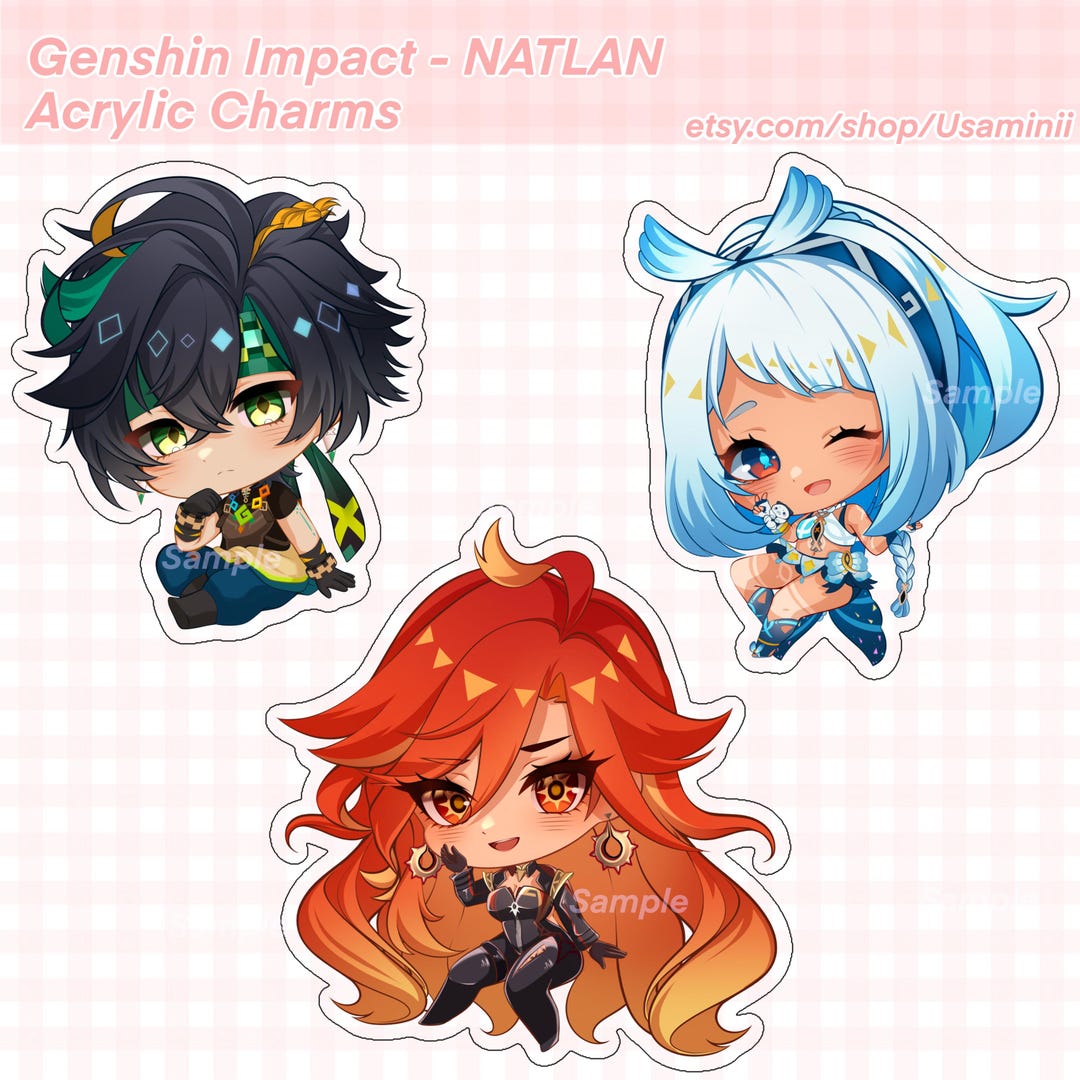 NATLAN Genshin Impact 2.5” Acrylic Charms, Acrylic Keychains, Mualani ...