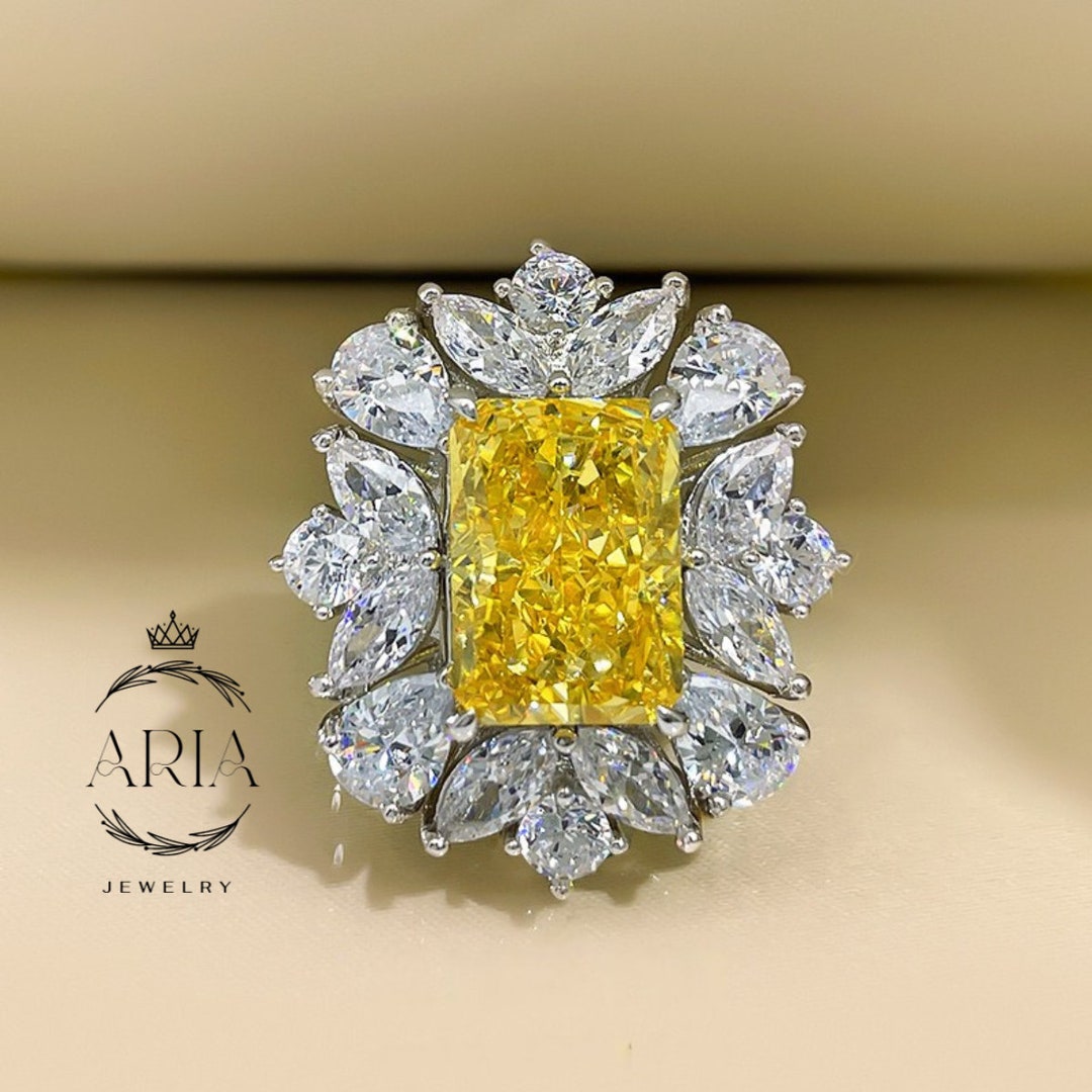 10 Carat Lab Diamond Ring Canary Yellow Simulated Diamond - Etsy