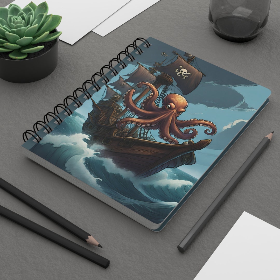 Octopus Pirate Ship Spiral Bound Journal - Etsy