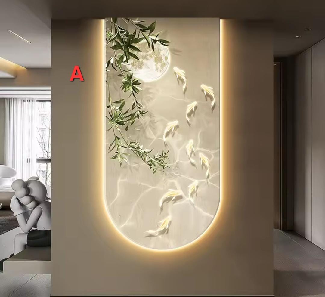 LED Moon/ Koi Fish Crystal Porcelain U Shape Wall Art Home Decor - Etsy