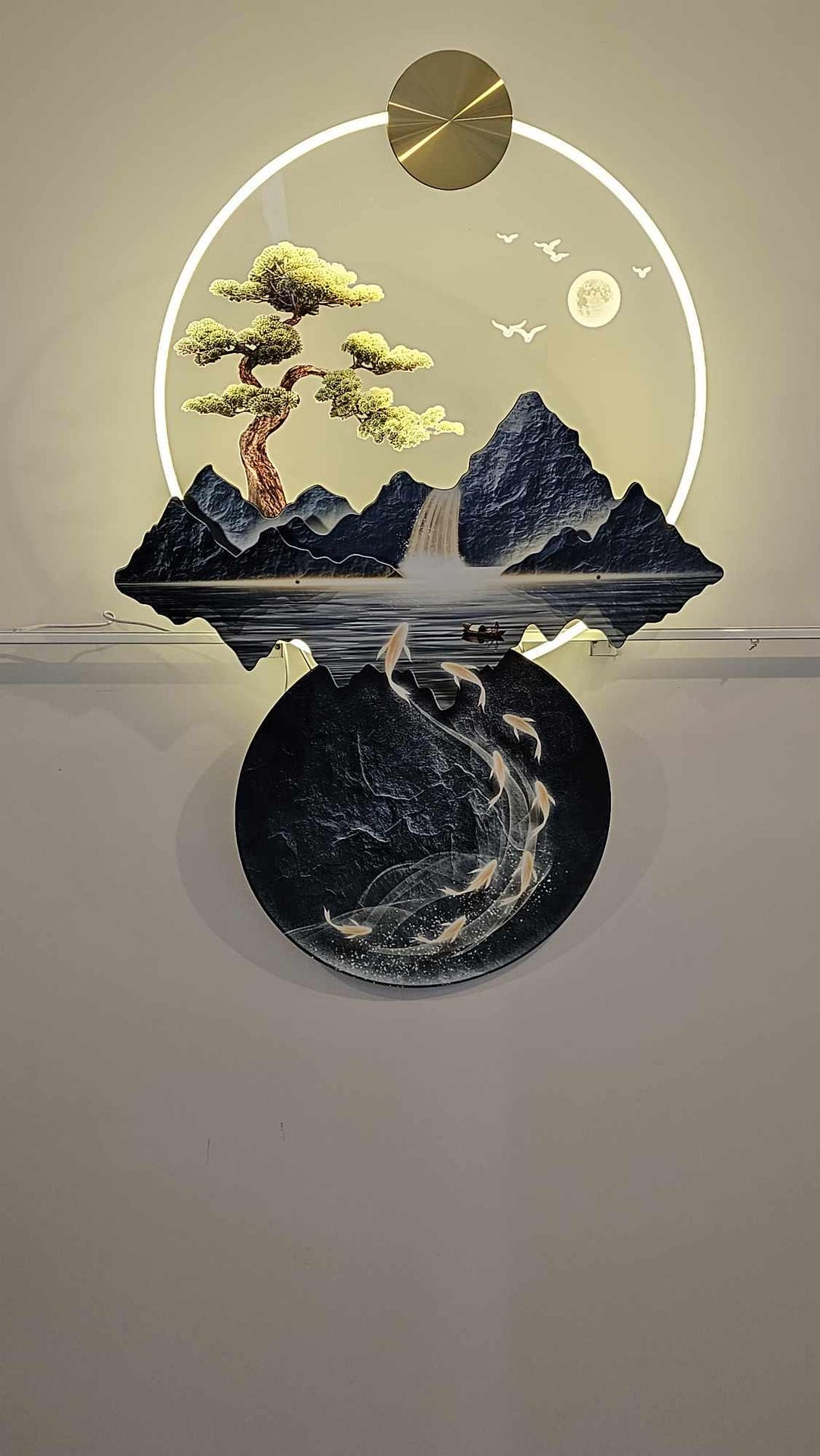 LED Crystal Porcelin 9 Koi Fish Wall Art Home Decor - Etsy