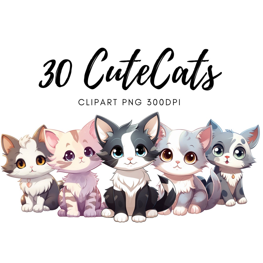 Cute Cat Clipart Adorable Kittens Clipart for Digital - Etsy