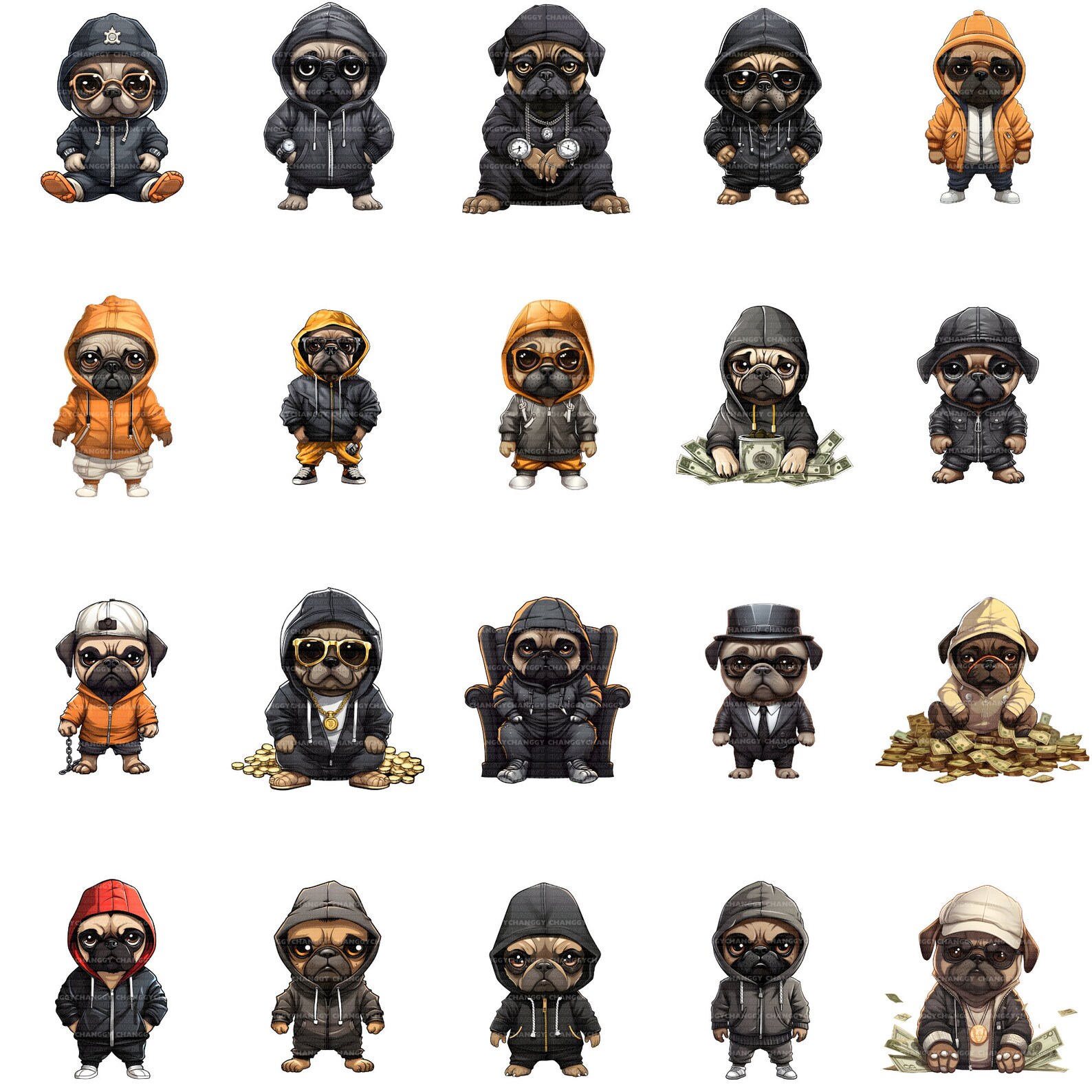 Thug Pug Clipart, Gangster & Outlaw Motorcycle Clubs Clipart for ...