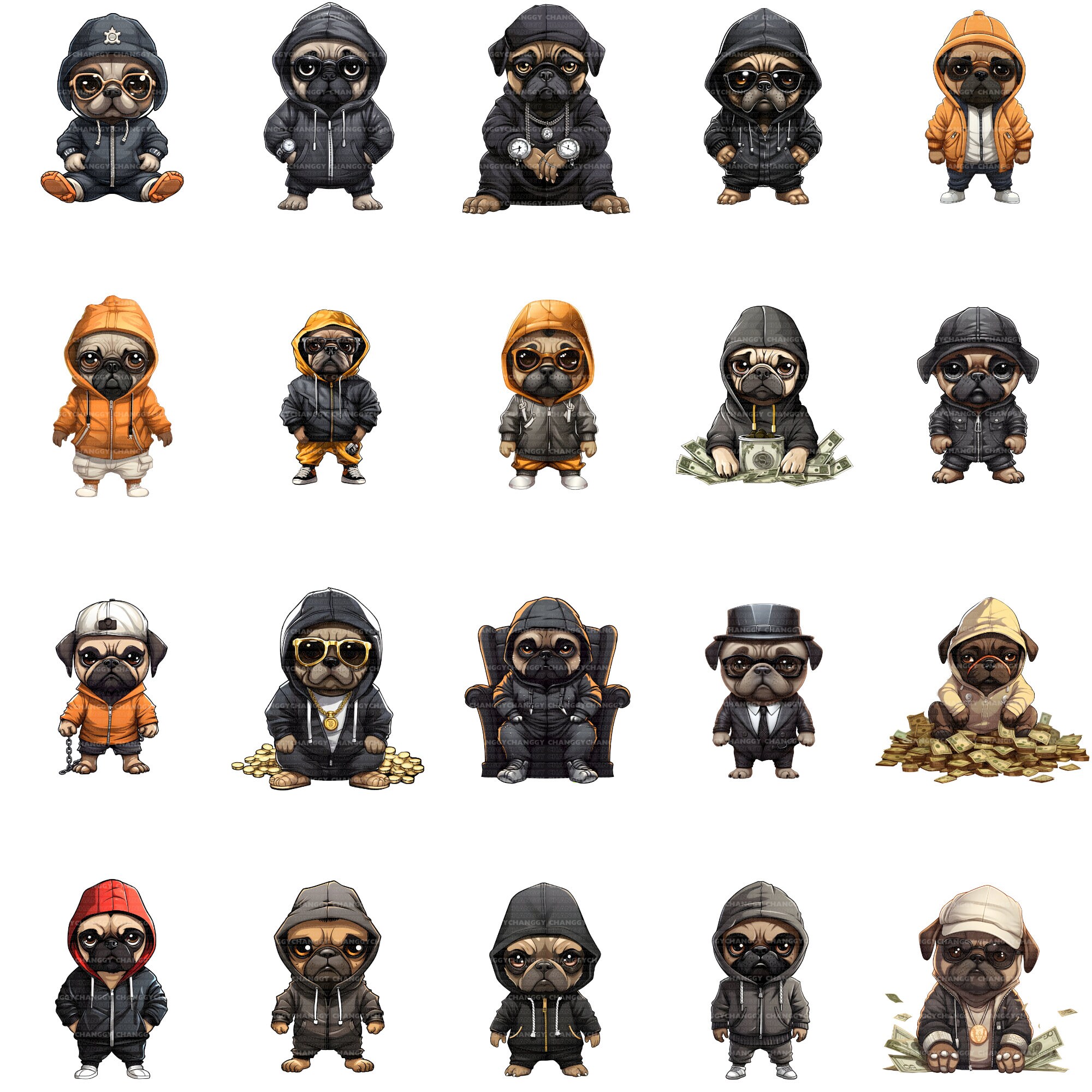Thug Pug Clipart, Gangster & Outlaw Motorcycle Clubs Clipart for ...