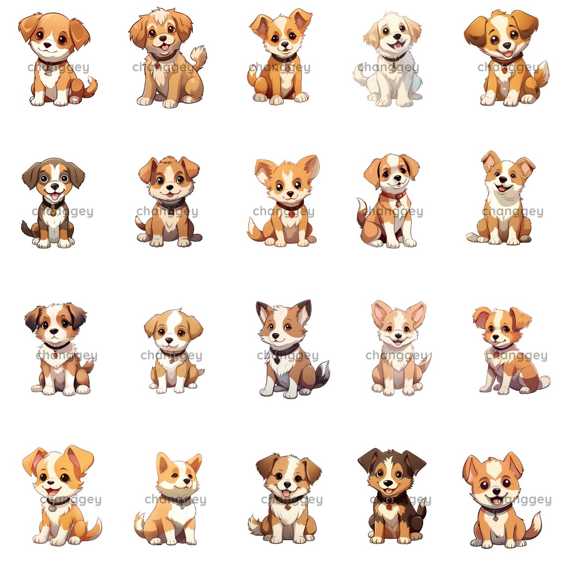 Cute Dog Clipart, Adorable Puppy Clipart for Digital Projects, Digital ...