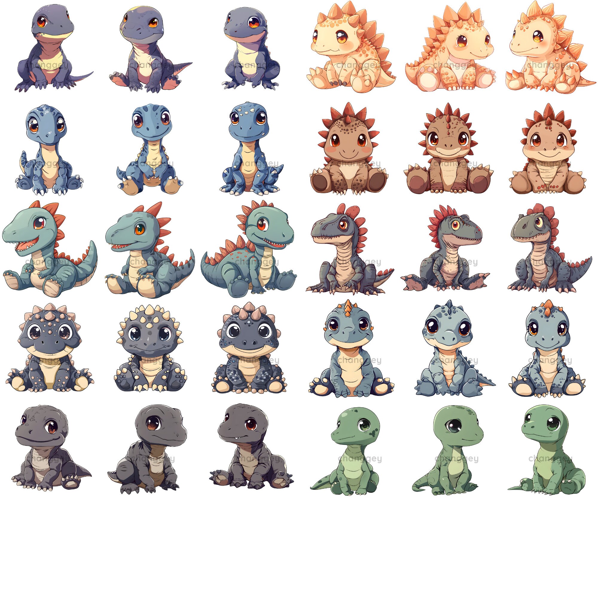 Cute Dinosaur Clipart, Adorable Dinosaurs Clipart for Digital Projects ...