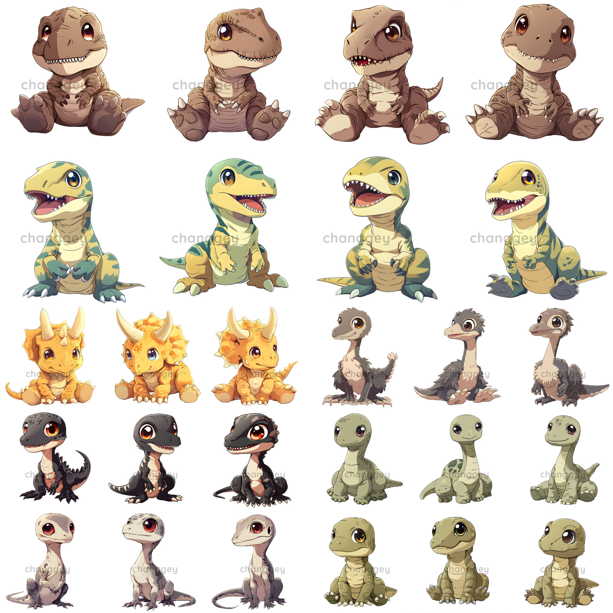 Cute Dinosaur Clipart, Adorable Dinosaurs Clipart for Digital Projects ...
