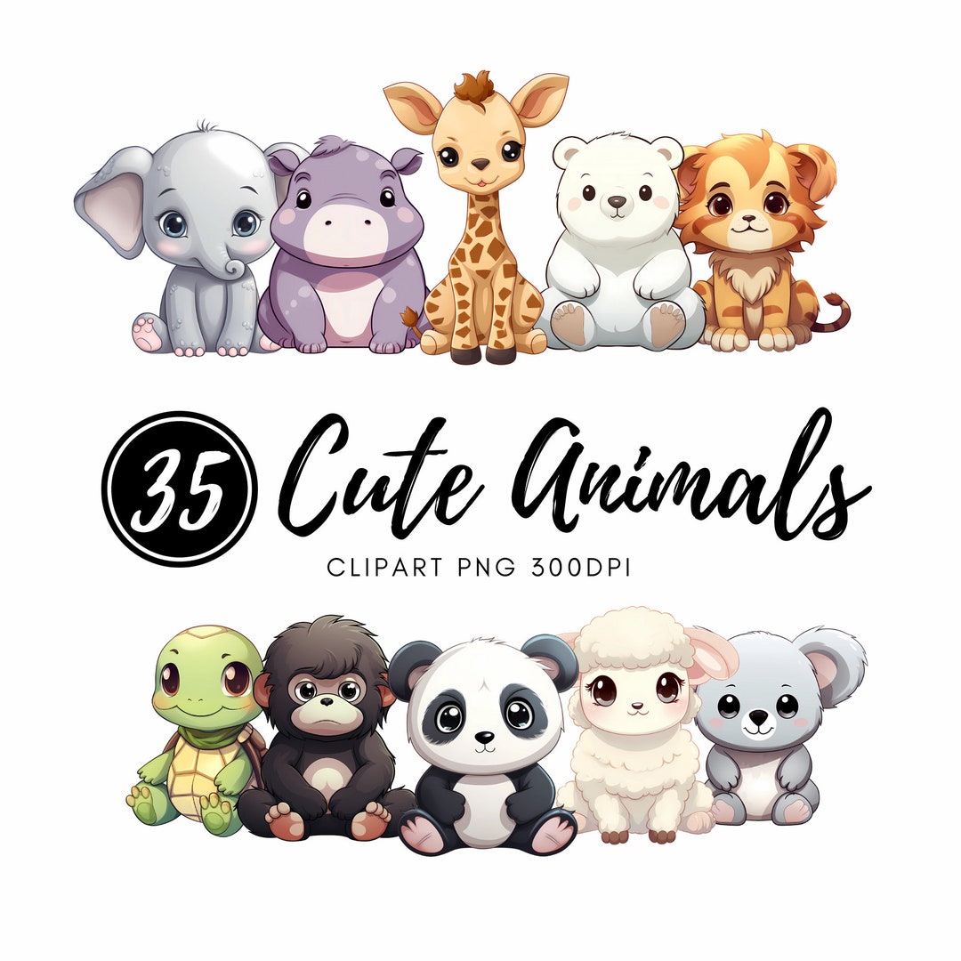 Cute Animal Clipart, Adorable Animals Clipart for Digital Projects ...