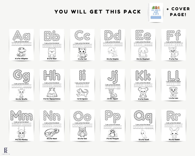 Alphabet, Numbers, Dot Marker Activity, Trace the Letter Activity ...