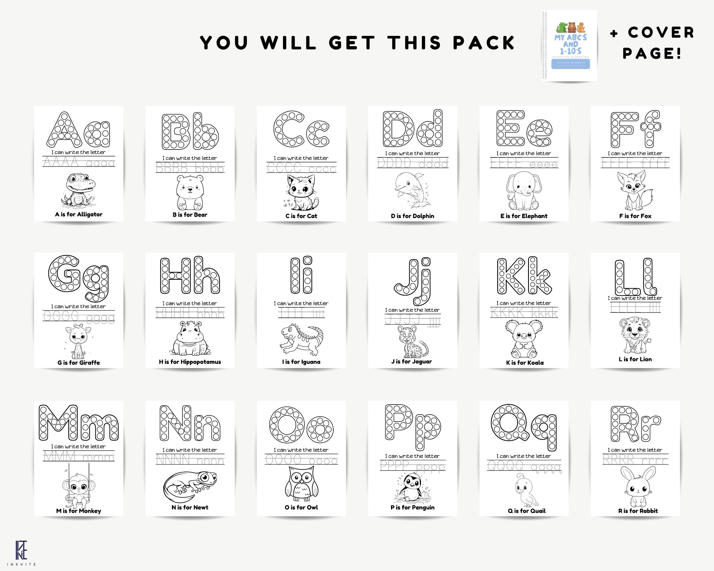 Alphabet, Numbers, Dot Marker Activity, Trace the Letter Activity ...