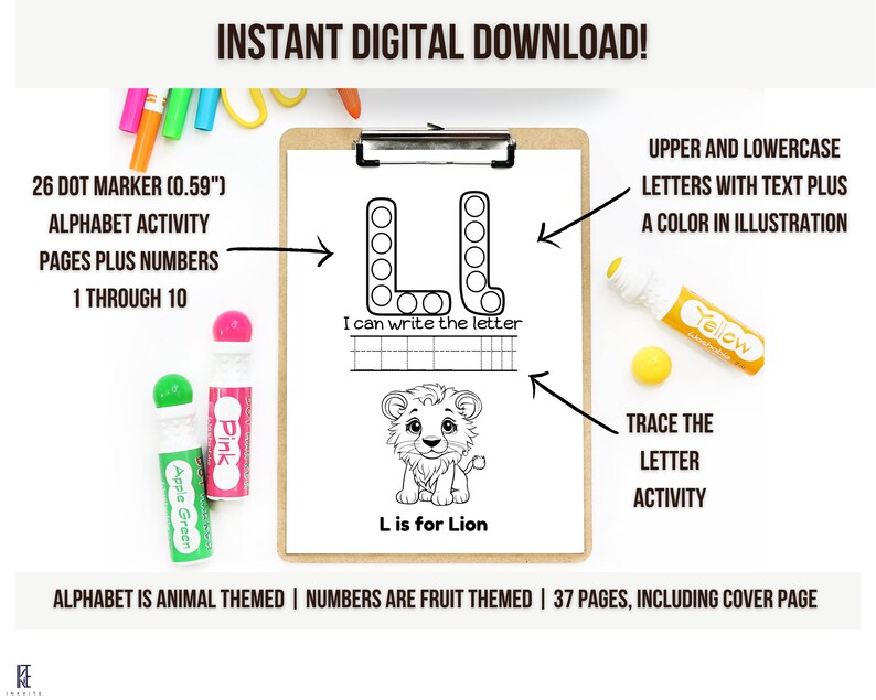 Alphabet, Numbers, Dot Marker Activity, Trace the Letter Activity ...