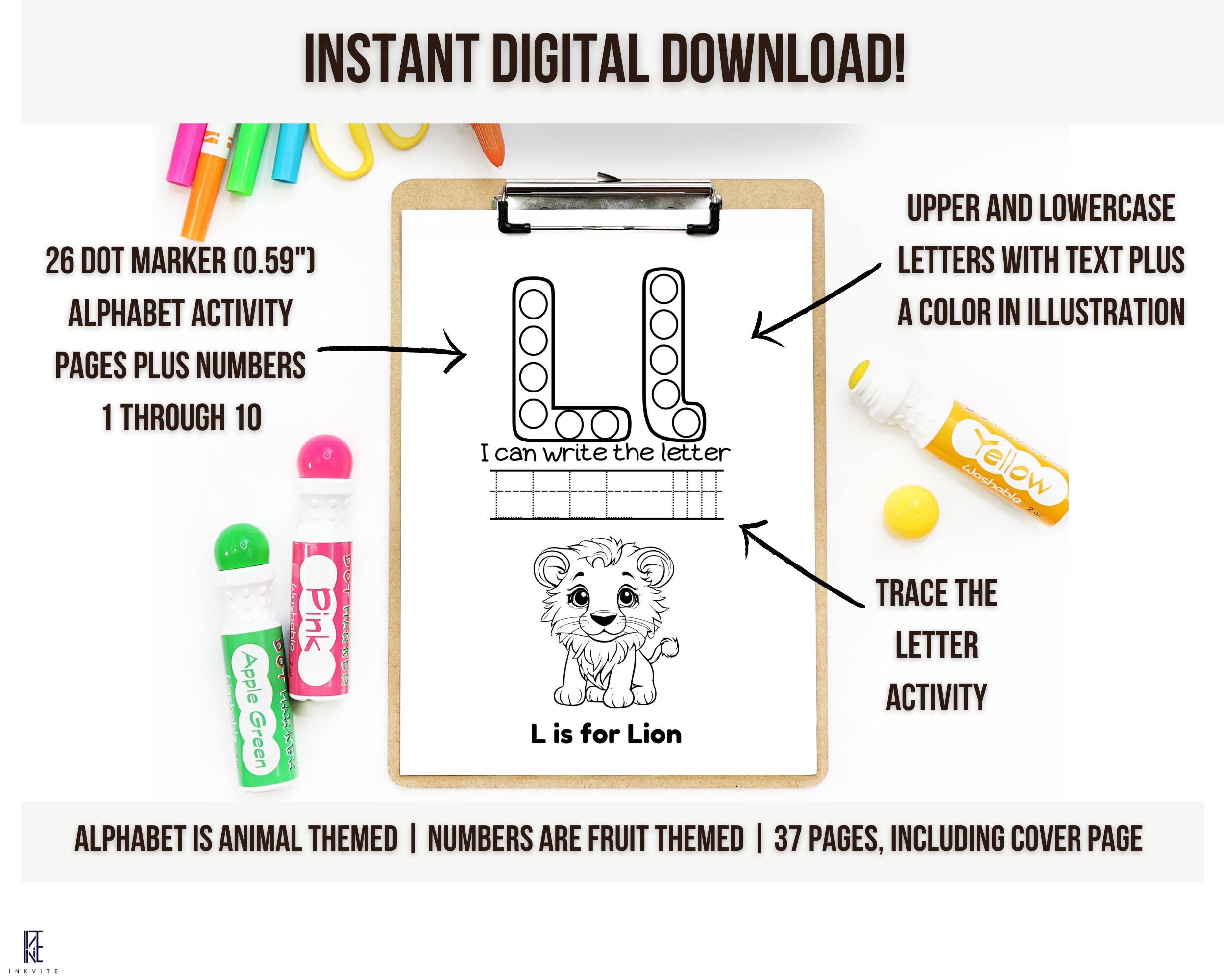 Alphabet, Numbers, Dot Marker Activity, Trace the Letter Activity, Coloring, Homeschool, Teacher ...