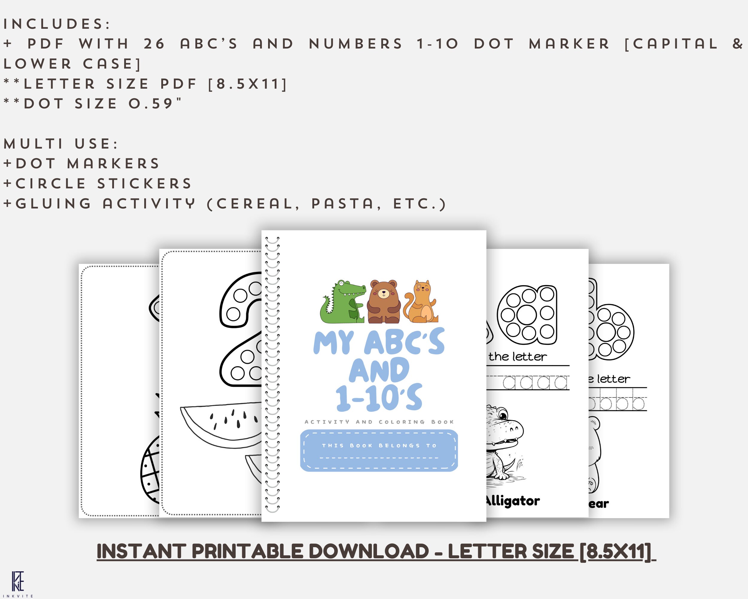 Alphabet, Numbers, Dot Marker Activity, Trace the Letter Activity ...