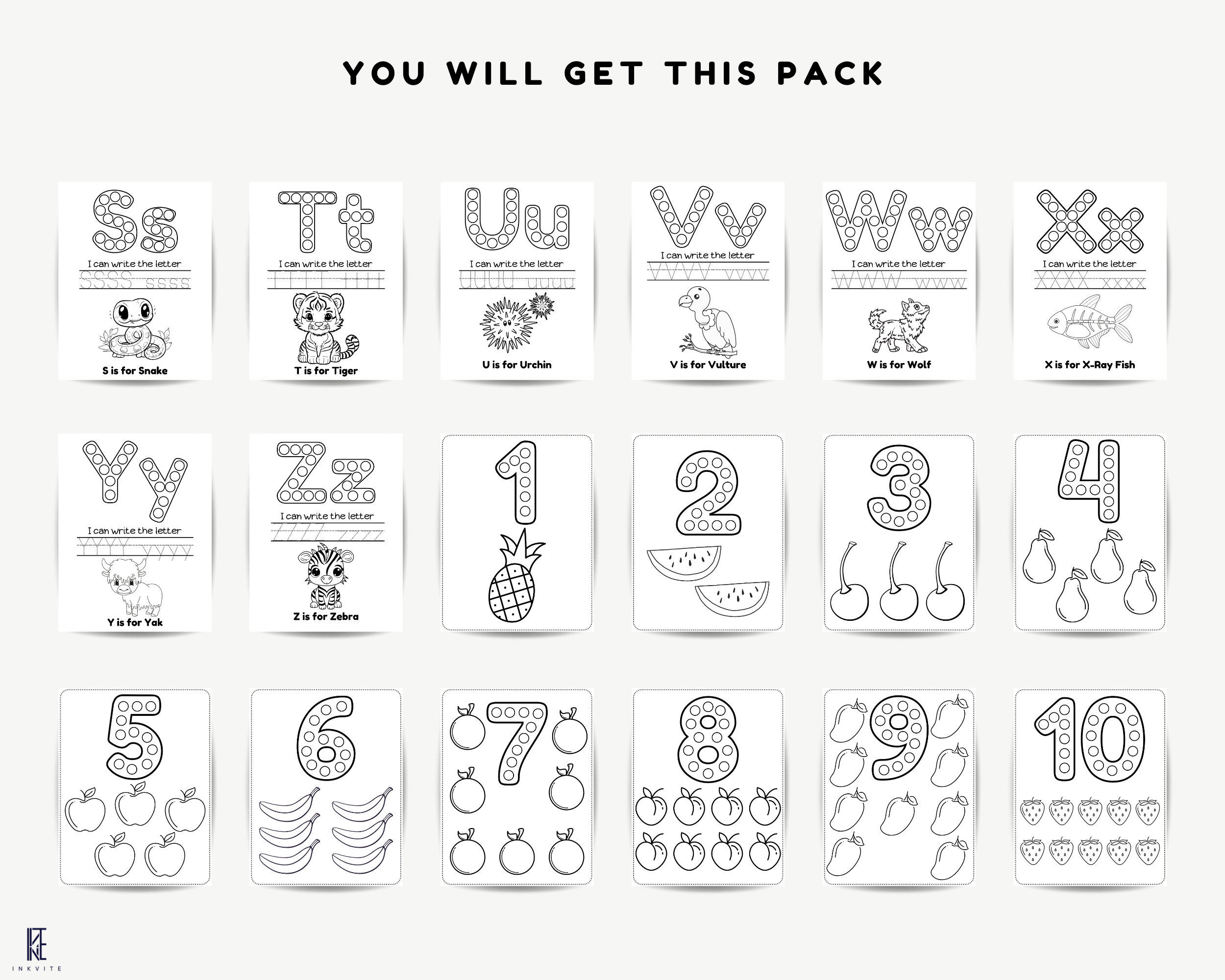 Alphabet, Numbers, Dot Marker Activity, Trace the Letter Activity ...