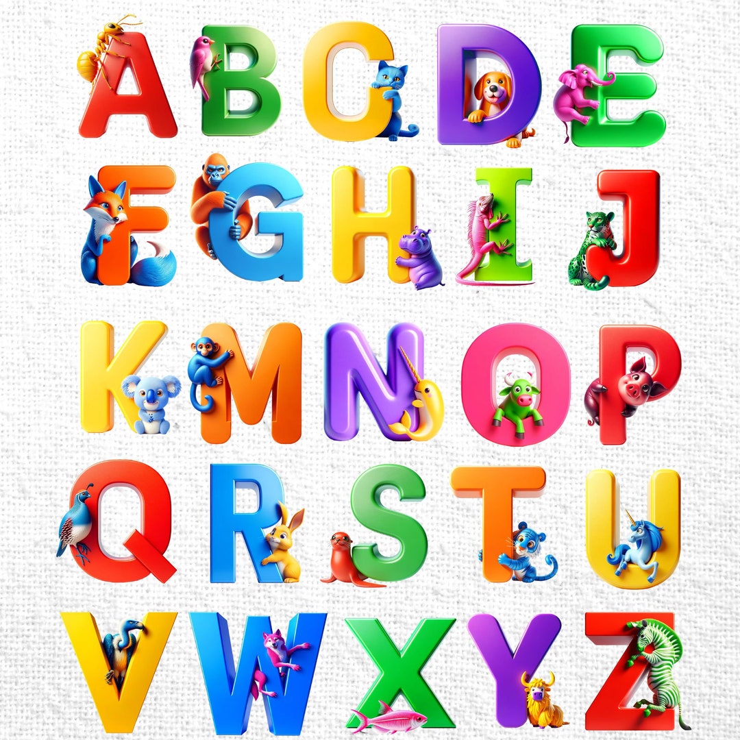 Animals Alphabet Animals Font Animal Alphabet Clipart - Etsy