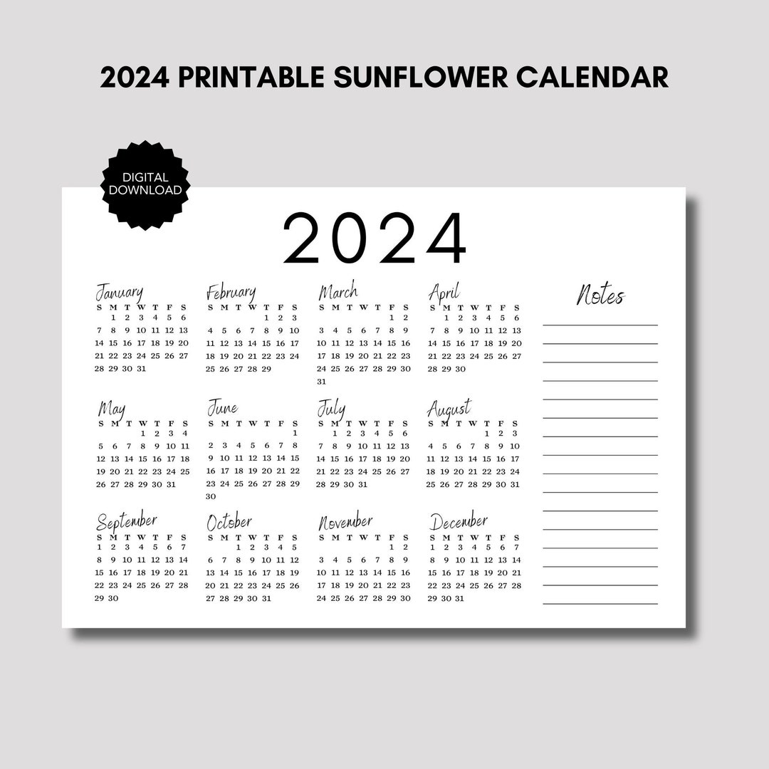 2024 Printable Minimalist Desk Calendar Simple 2024 Yearly - Etsy