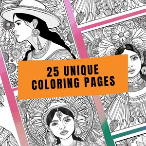 25 Fun Coloring Pages of Mexican Latin Girls, Lovely Floral Printable ...