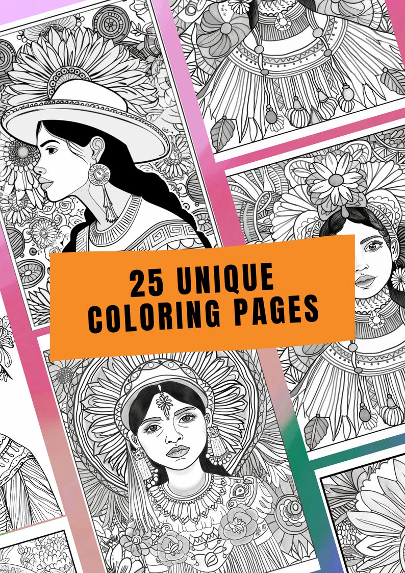 25 Fun Coloring Pages of Mexican Latin Girls, Lovely Floral Printable ...