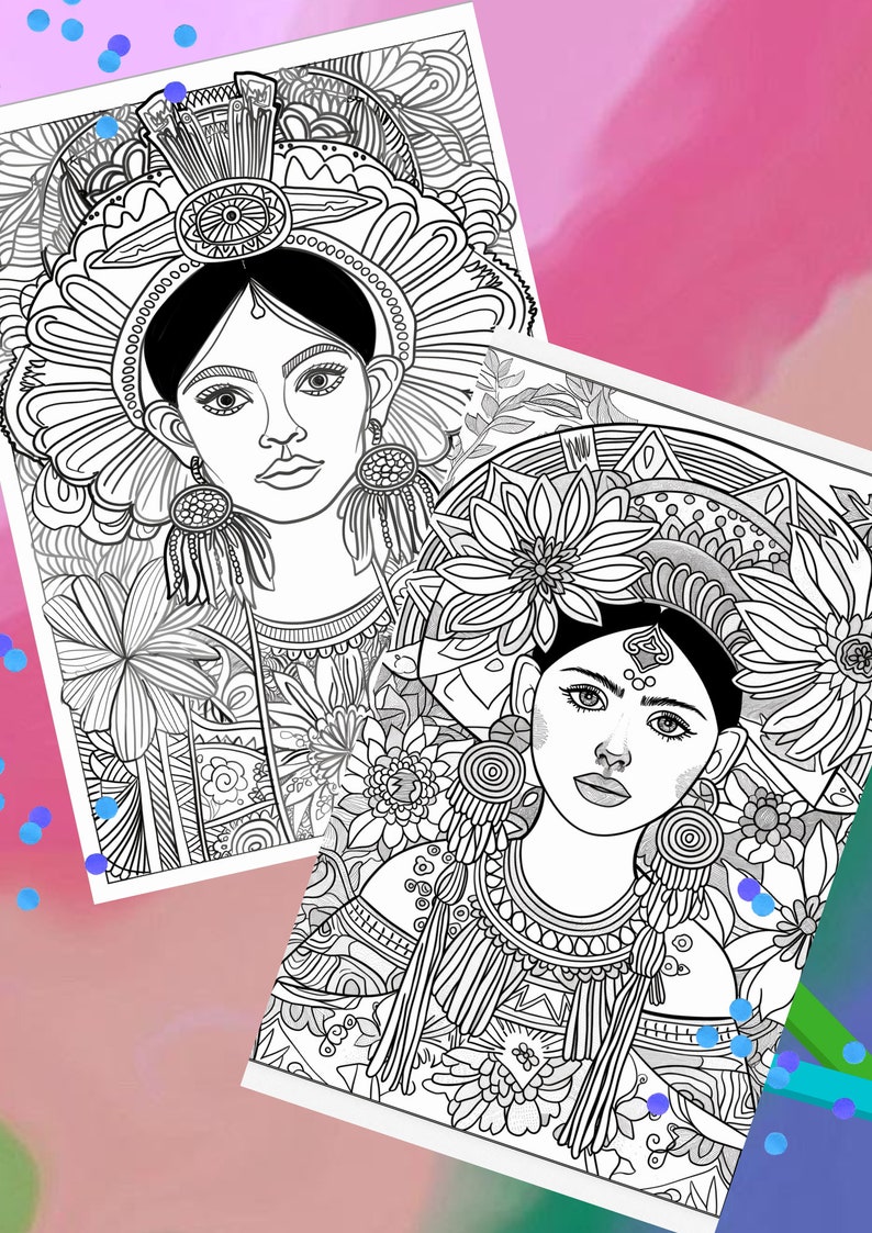 25 Fun Coloring Pages of Mexican Latin Girls, Lovely Floral Printable ...