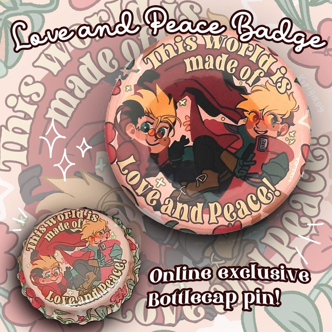 Trigun Vash the Stampede Love and Peace Bottlecap Pin (online Exclusive ...