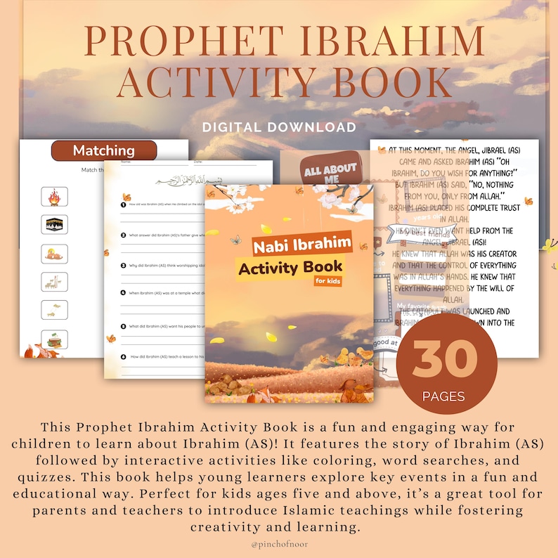 Prophet Ibrahim Activity Book for Kids, Islamic Educational Activity ...