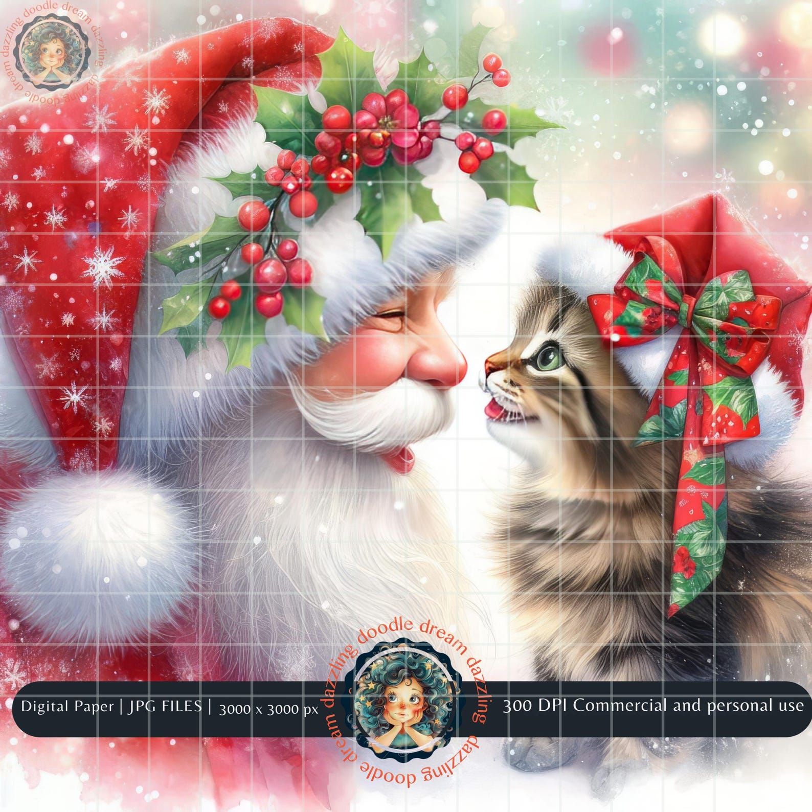 Christmas Cat Clipart, Santa With Cat, Cat Christmas, Meowy Christmas ...