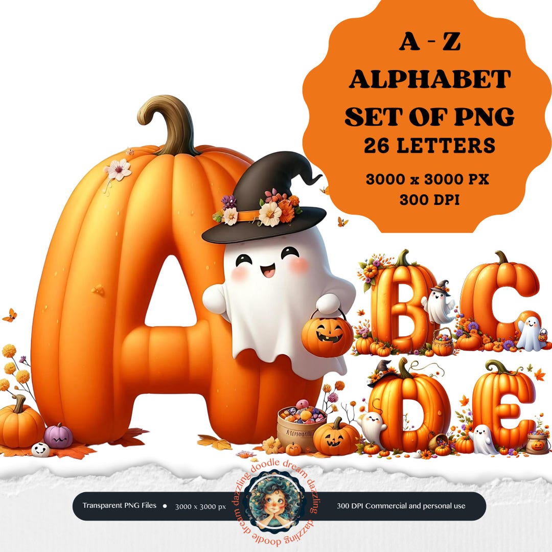 Halloween Alphabet, Halloween Decor, Cute Ghost, Halloween Letters ...