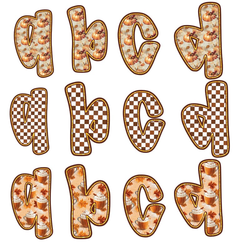 Fall Alphabet Bundle, 6 Fall Letter Sets + Bonus Cliparts, Autumn PNG ...