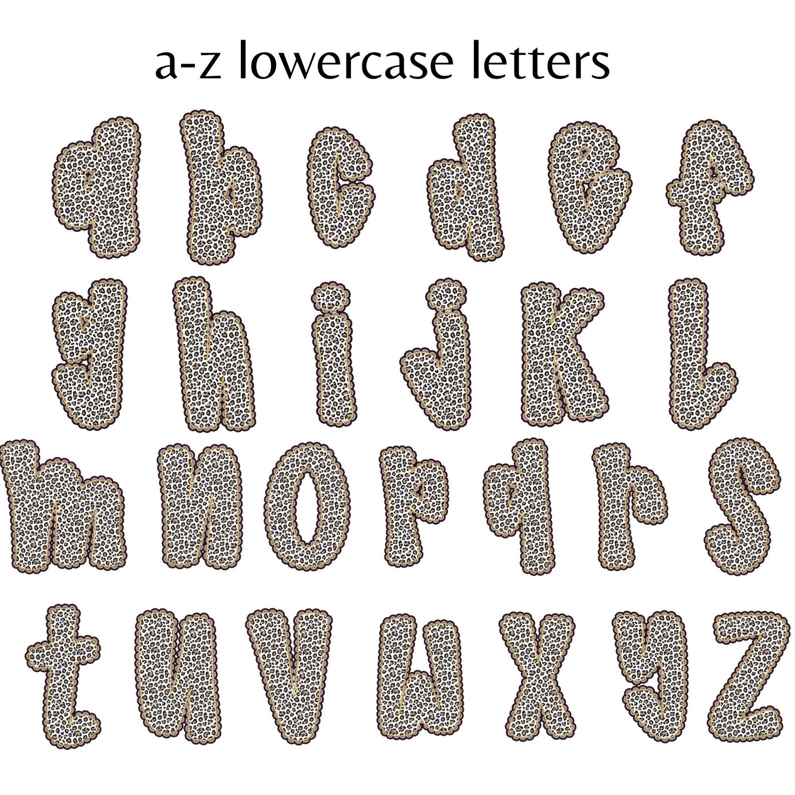 Leopard Black Lace Alphabet PNG, Leopard Print Letters, Sublimation ...