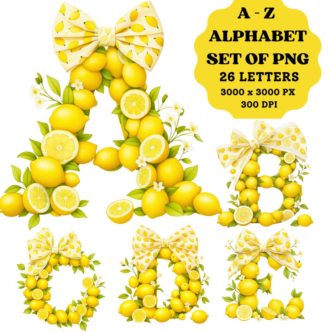 Lemon Clipart, Lemon Alphabet, Lemon Png, Summer Lemon, Lemon Decor ...