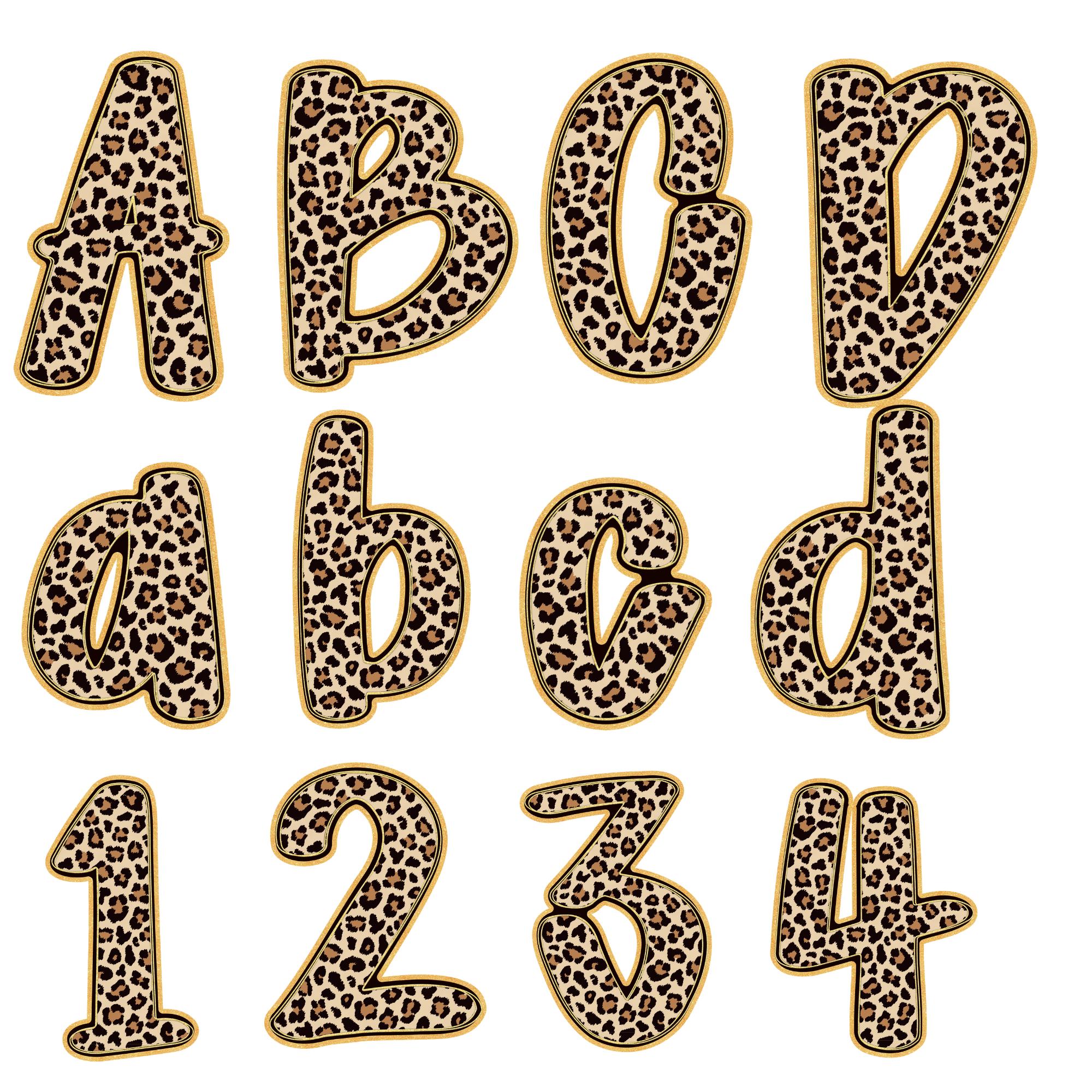 Leopard Doodle Letters Alphabet PNG Bundle, Leopard Print Letters ...