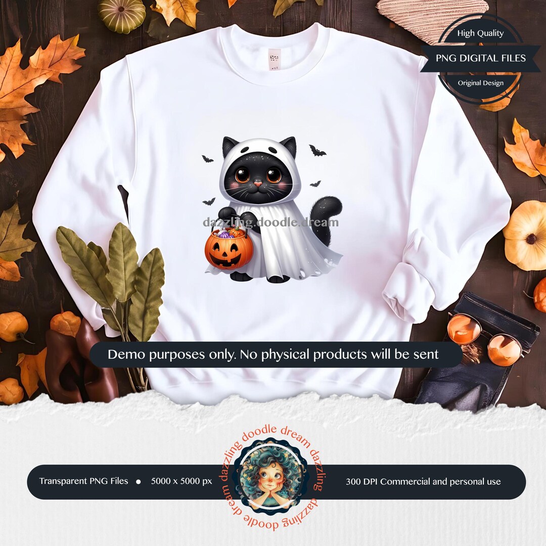 Black Cat Ghost Costume PNG: Halloween Clipart (digital Download) - Etsy