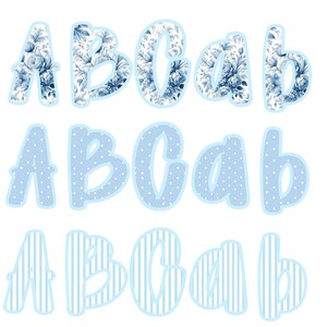 Floral Letters, Blue Chinoiserie Clipart, Grandmillenial Png, Doodle ...