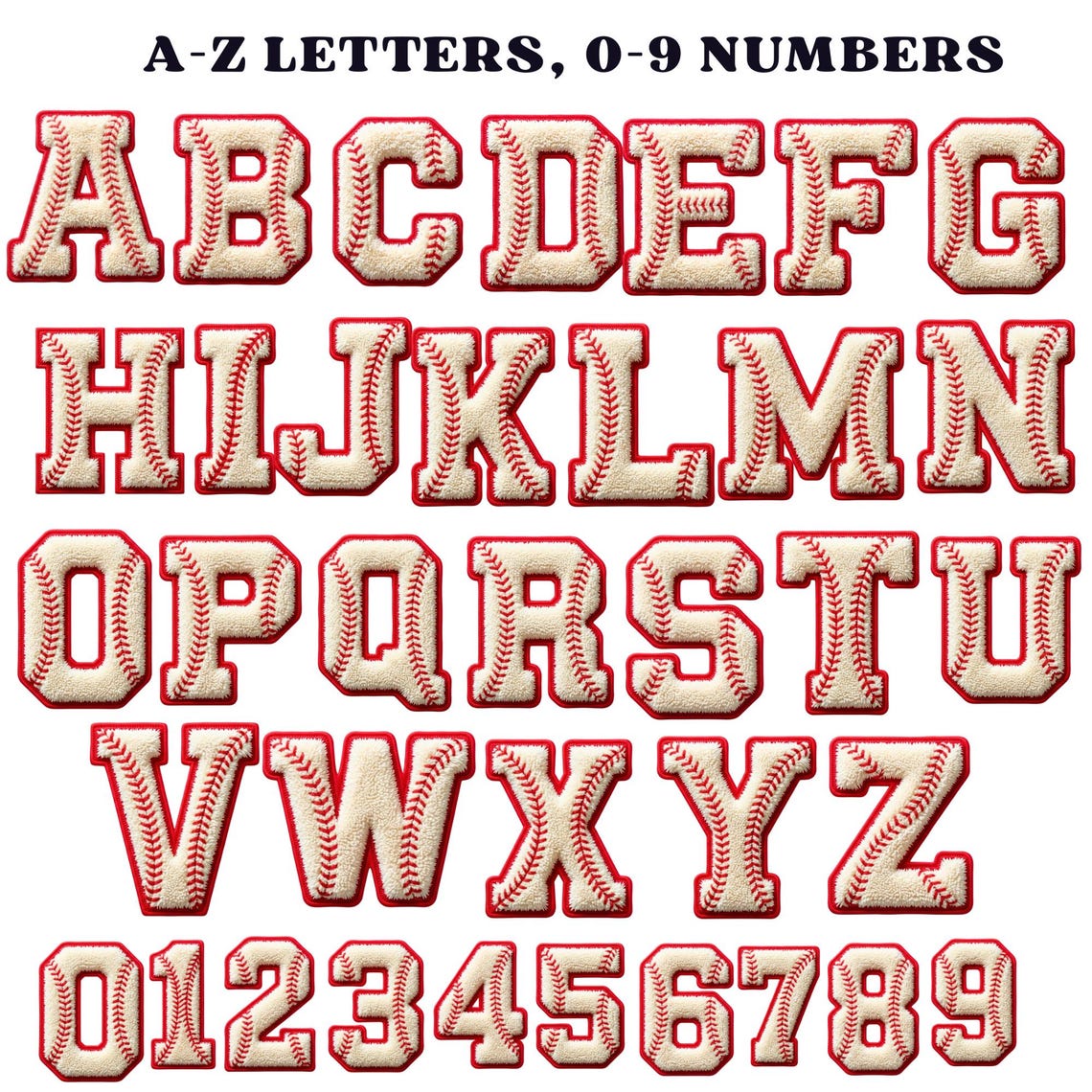 Softball Alphabet Faux Chenille PNG, Sports Alphabet Bundle PNG ...