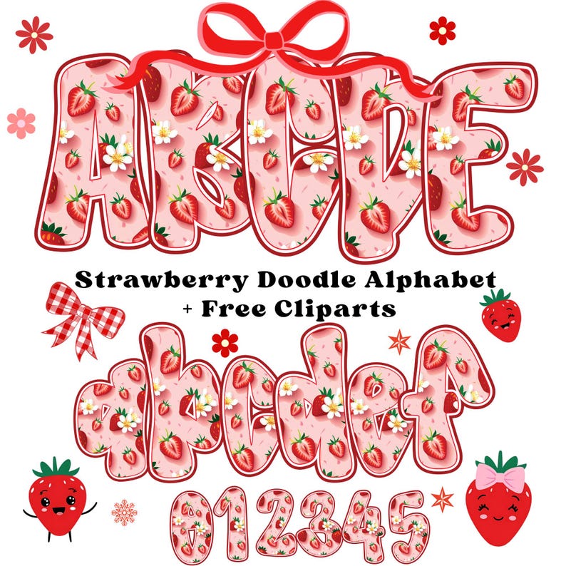 Strawberry Letter, Doodle Alphabet, Strawberry Png, Strawberry Girls ...