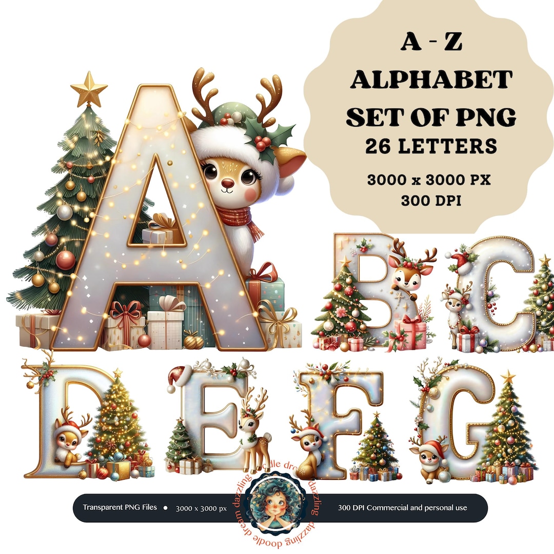 Christmas Alphabet PNG, Christmas Letters Clipart, Christmas Reindeer ...