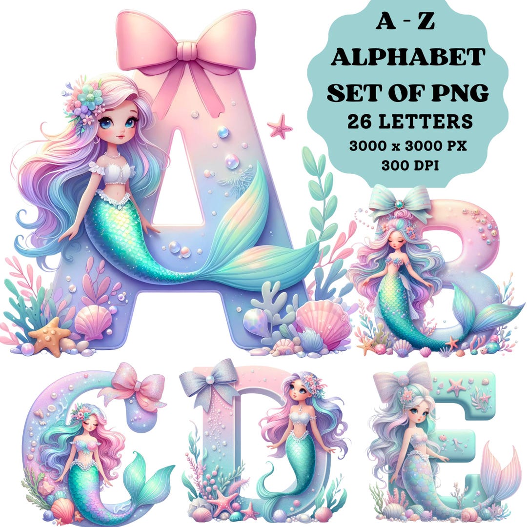 Mermaid Letters, Mermaid Alphabet, Mermaid Png, Mermaid Clipart ...