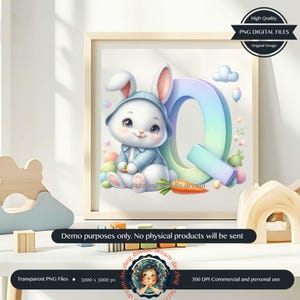 Easter Bunny Alphabet PNG: Kids Font, Numbers, Clipart (digital ...