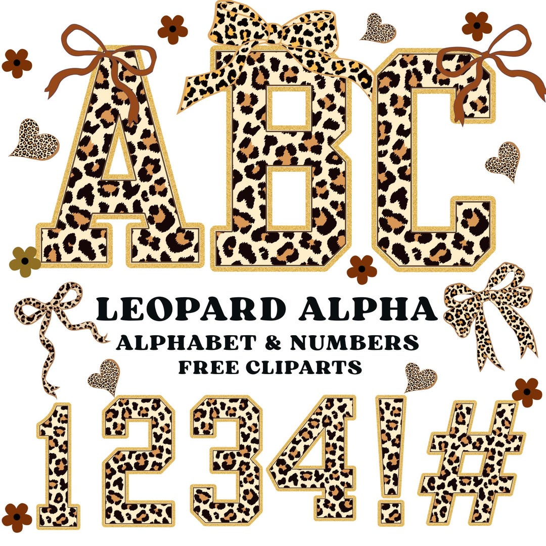 Leopard Doodle Letters Alphabet PNG Bundle, Leopard Print Letters ...
